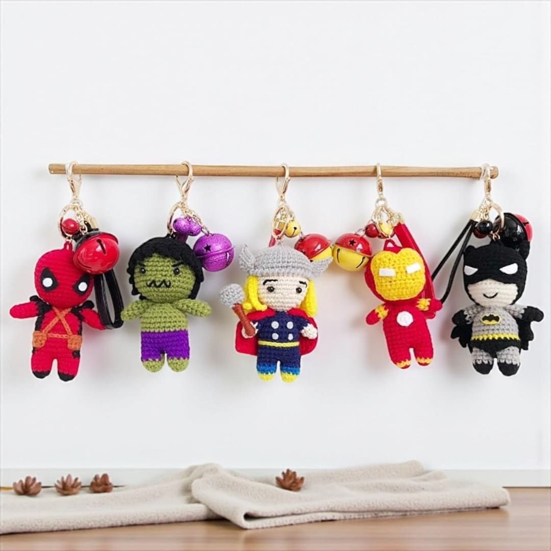 Crochet Super Hero Keychain: Handmade Amigurumi Key Ring - Etsy
