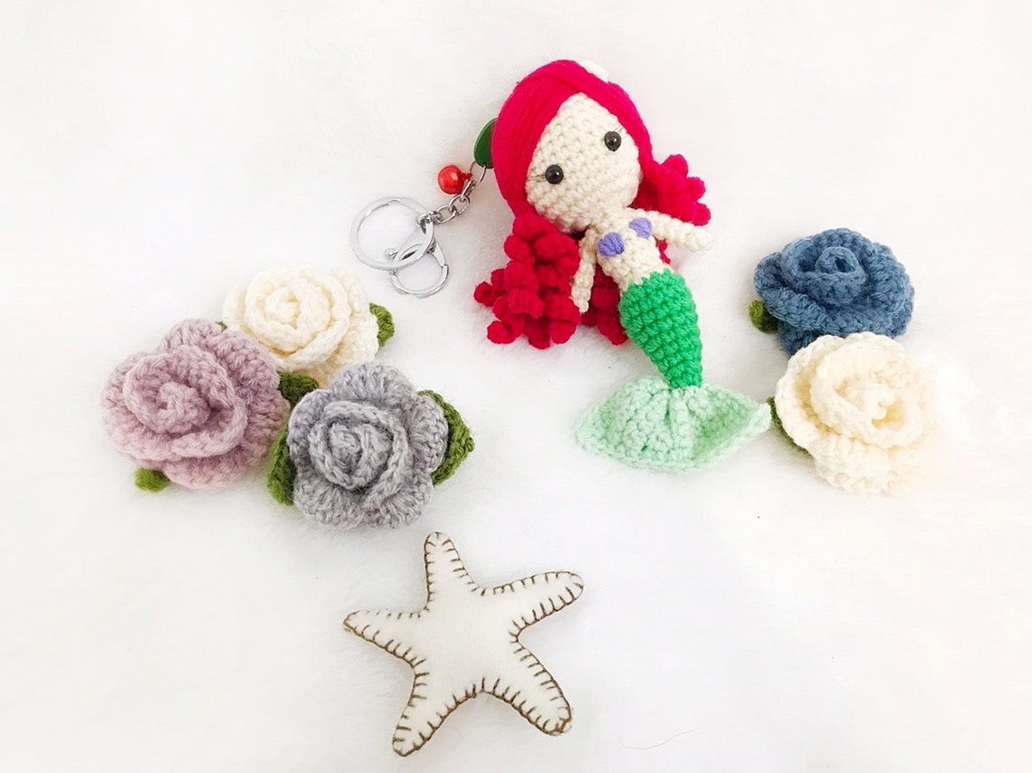 Little Mermaid Princess Key Ring Crochet Ariel Amigurumi | Etsy