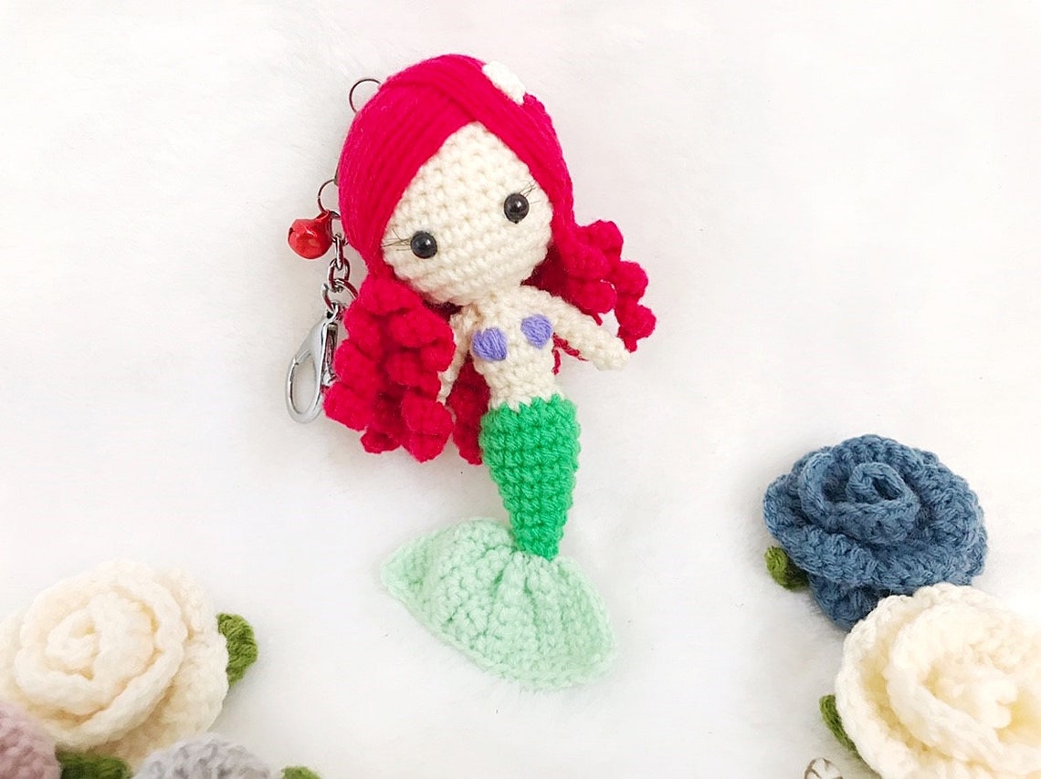 Little Mermaid Princess Key Ring Crochet Ariel Amigurumi | Etsy