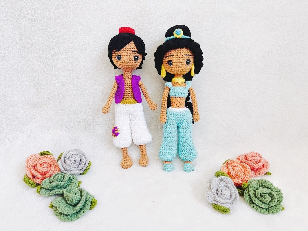 Crochet Jasmine and Aladdin Doll, Nursery Decor, Baby Gift - Etsy
