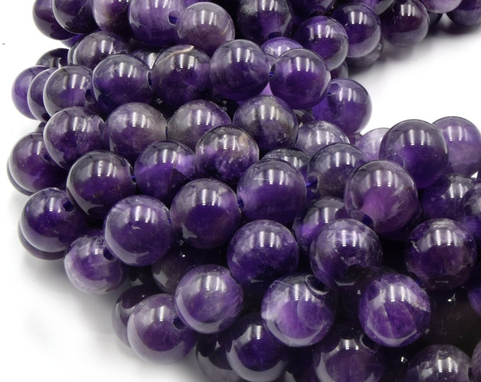 Large Hole Amethyst Beads | Amethyst Smooth Round Shaped Beads With 2mm ...