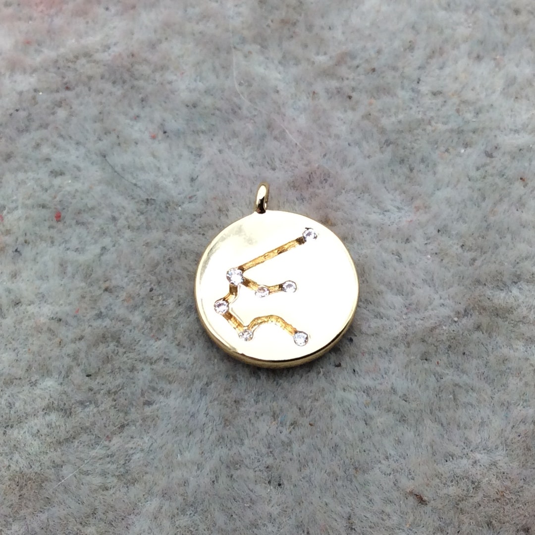 Small Gold Finish Round Shape CZ Cubic Zirconia Inlaid Plated Copper ...
