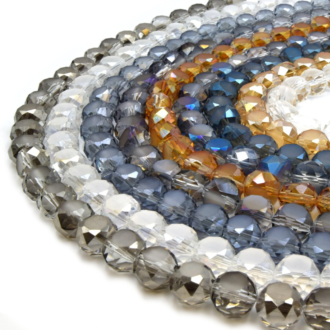 Faceted Crystal Beads: 12mm Flattened Round, Glossy/matte Finish - Etsy