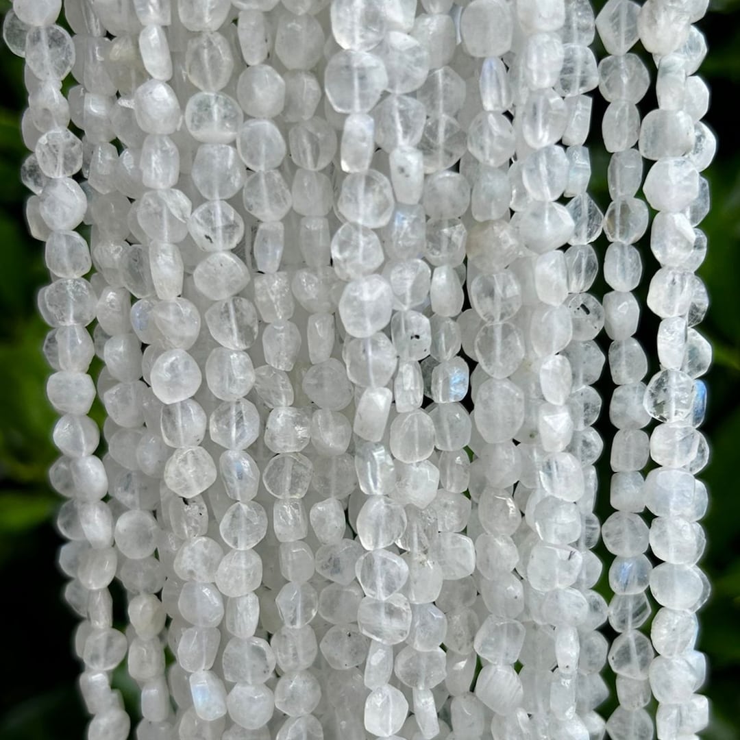 Rainbow Moonstone Coin Beads - 6mm Faceted Freeform Circle Beads ...