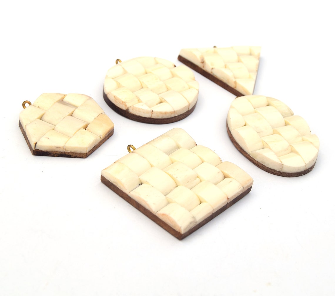 Bone Pendant | White Basket Weave Bone Pendants | 5 Shapes Available ...