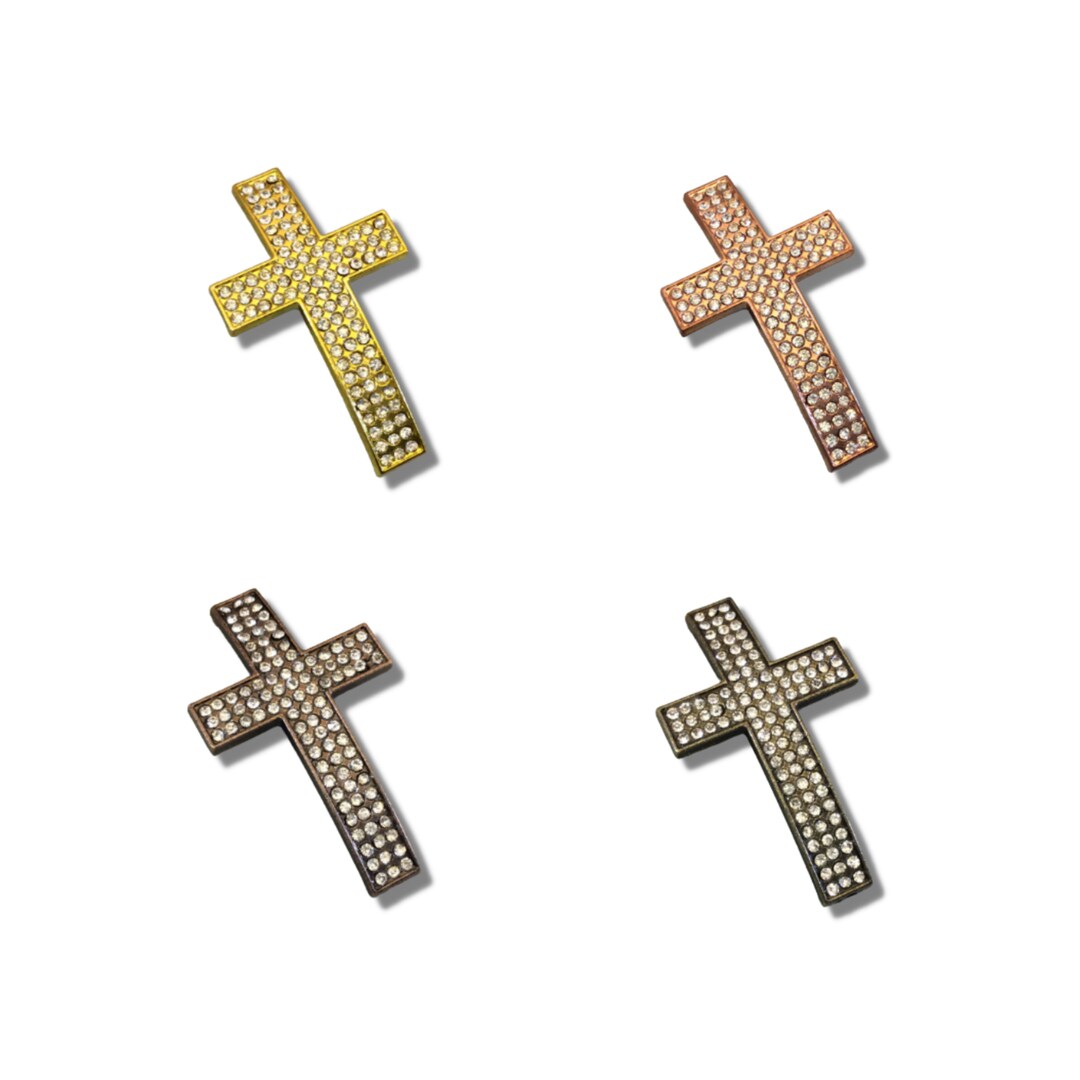 Rhinestone Cross Slider Bead: Plated Bracelet Link (33mm X 57mm) - Etsy