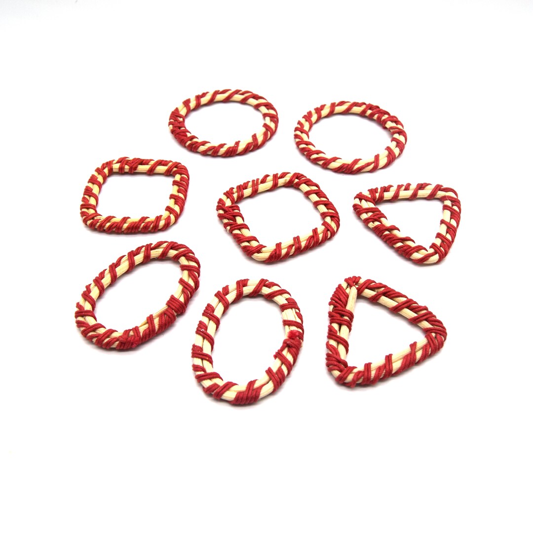Rattan Wood Earring Finding |(pair) Handmade Natural Red Interwoven ...