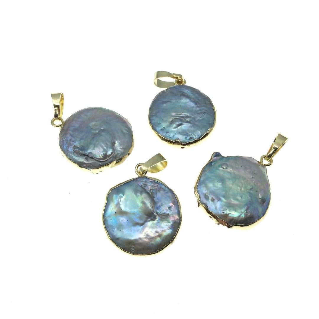 Pearl Pendant - Irregular Coin Shape Freshwater Blister Pearl Focal ...