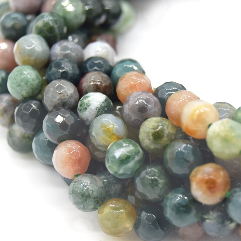 Indian Agate Beads Natural Faceted Round Gemstone Beads - Etsy