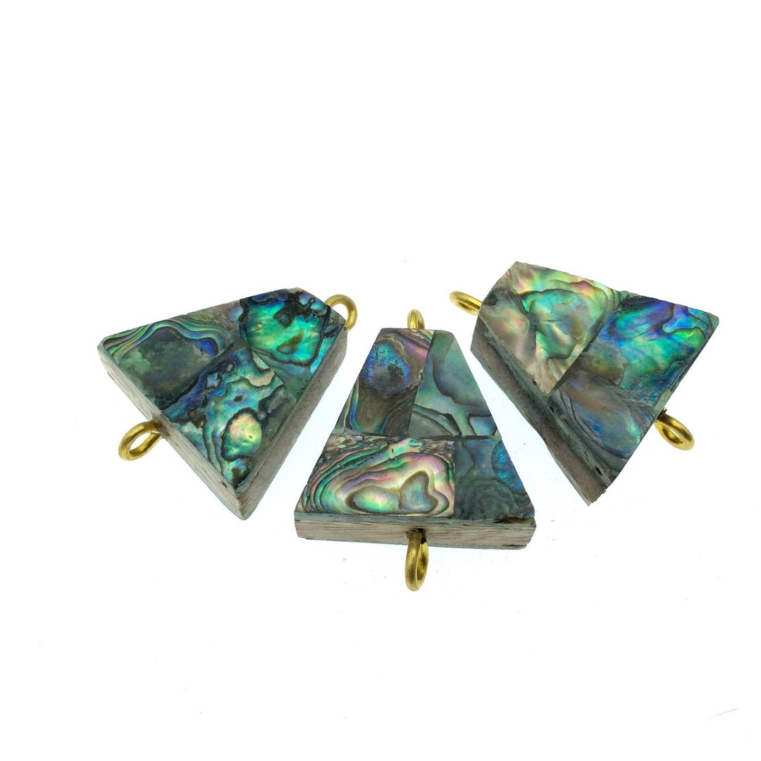 Rainbow Trapezoid Shaped Natural Shell Focal Connector- 21mm X 21mm ...