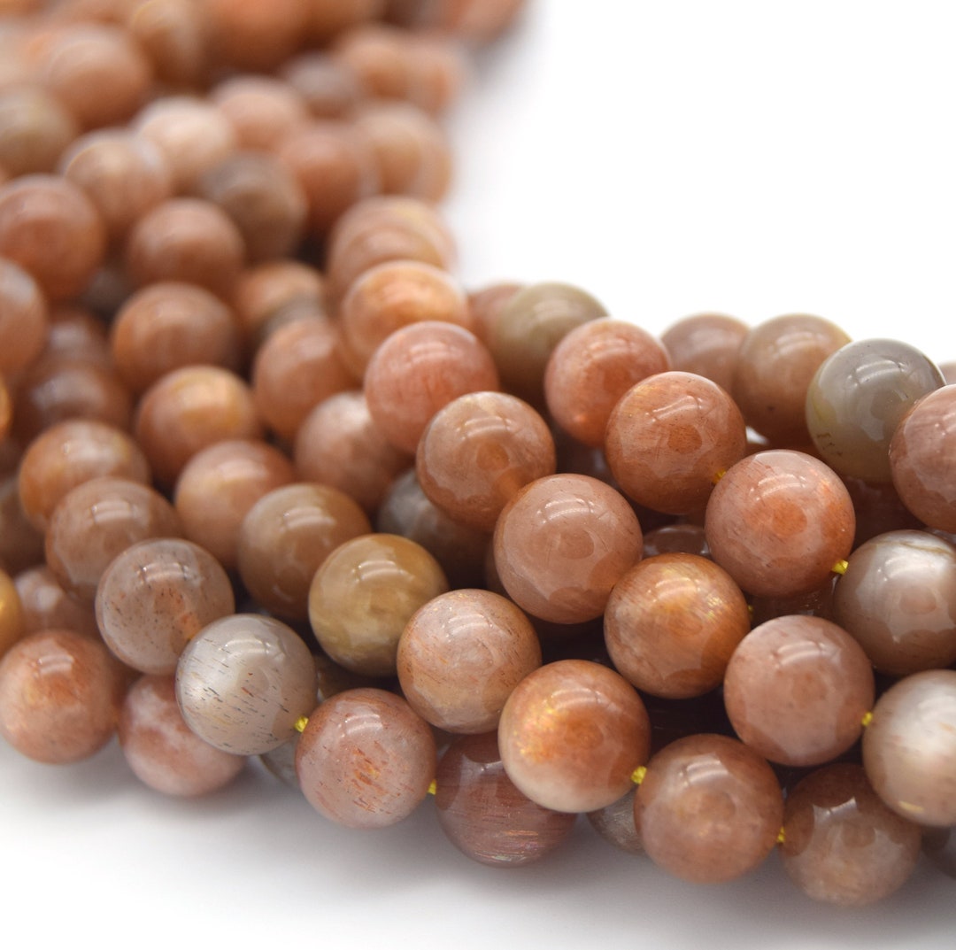 Iridescent Sunstone Beads: 6mm-14mm Round Peach Orange Gemstone - Etsy
