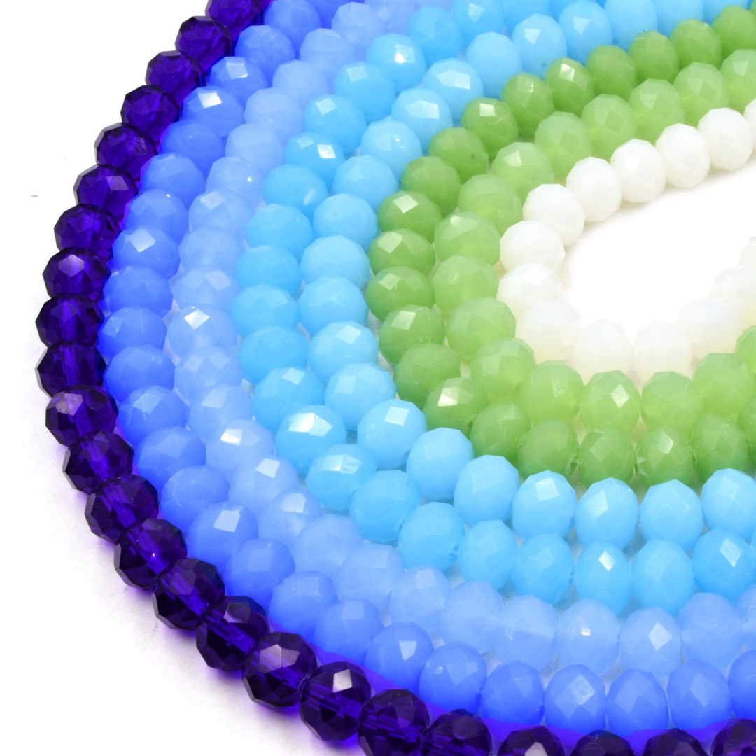 10mm Faceted Chinese Crystal Beads: Rondelle Shaped, Blue, Green, White ...