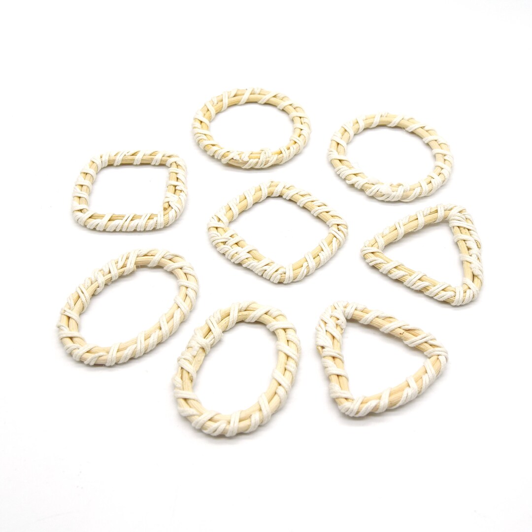 Rattan Wood Earring Finding | (pair) Handmade Natural White Interwoven ...