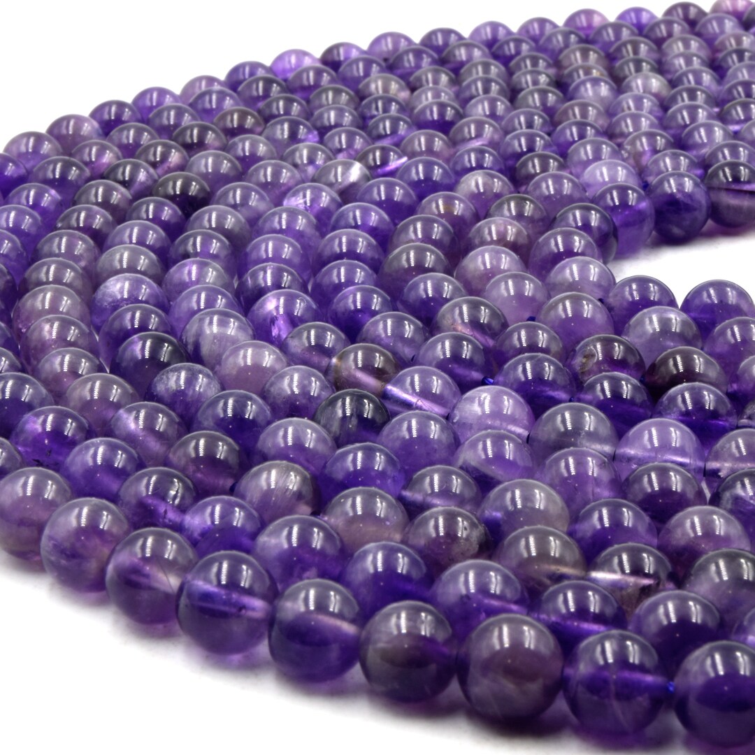 Smooth Amethyst Round Beads: Natural Gemstone Jewelry Making (6mm 8mm ...