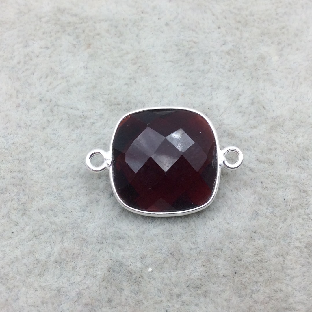 Sterling Silver Deep Red Quartz Bezel Connector: 18mm Square - Etsy