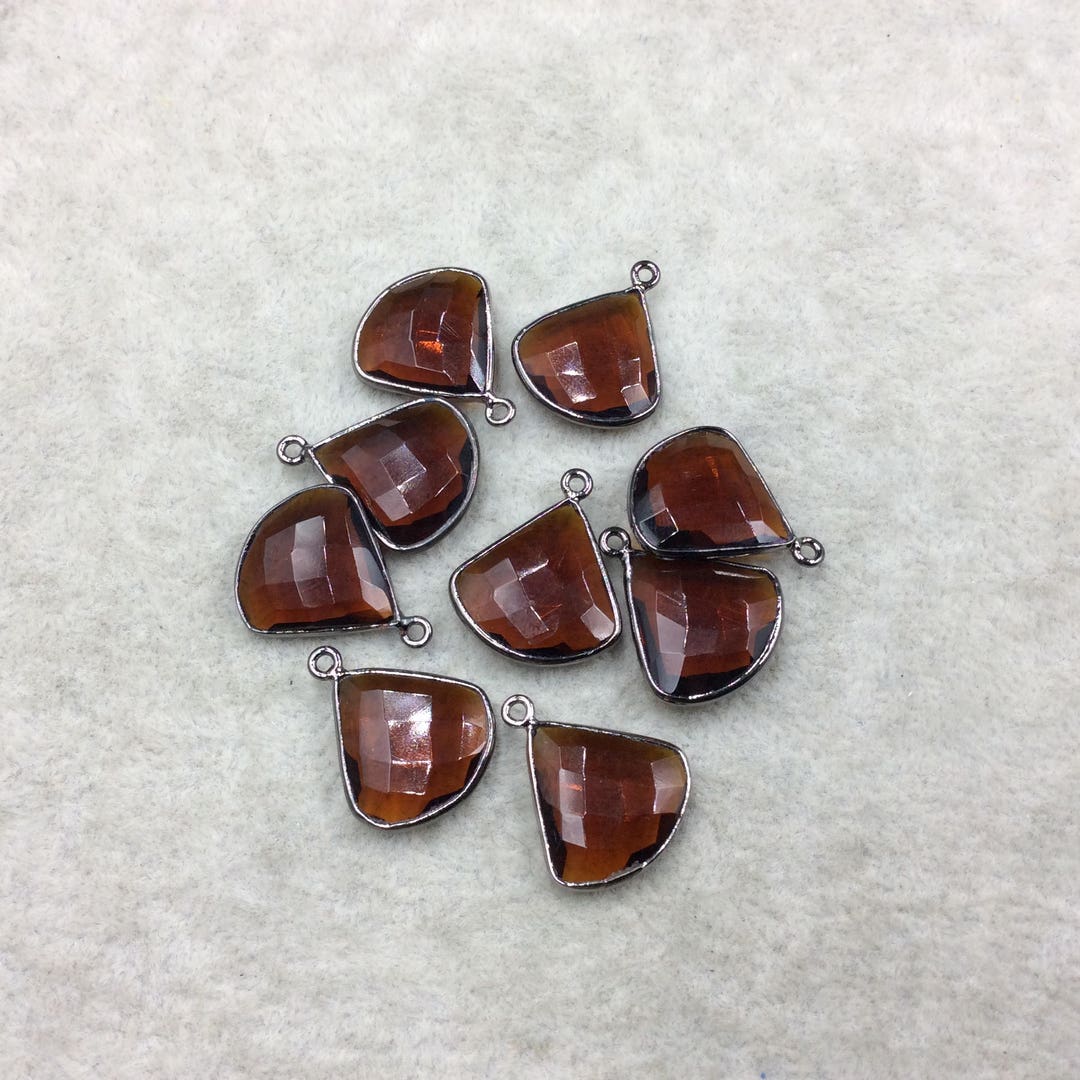 Gunmetal Faceted Hydro Root Beer Quartz Fan Pendant (18mm) - Etsy