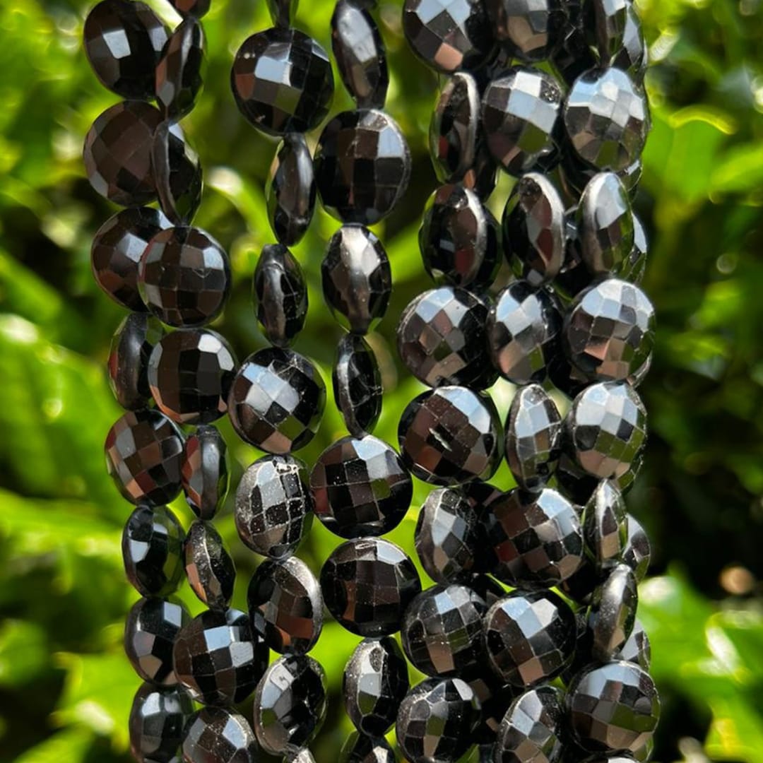 Black Spinel Faceted Coin Shaped Beads - 12mm - Etsy