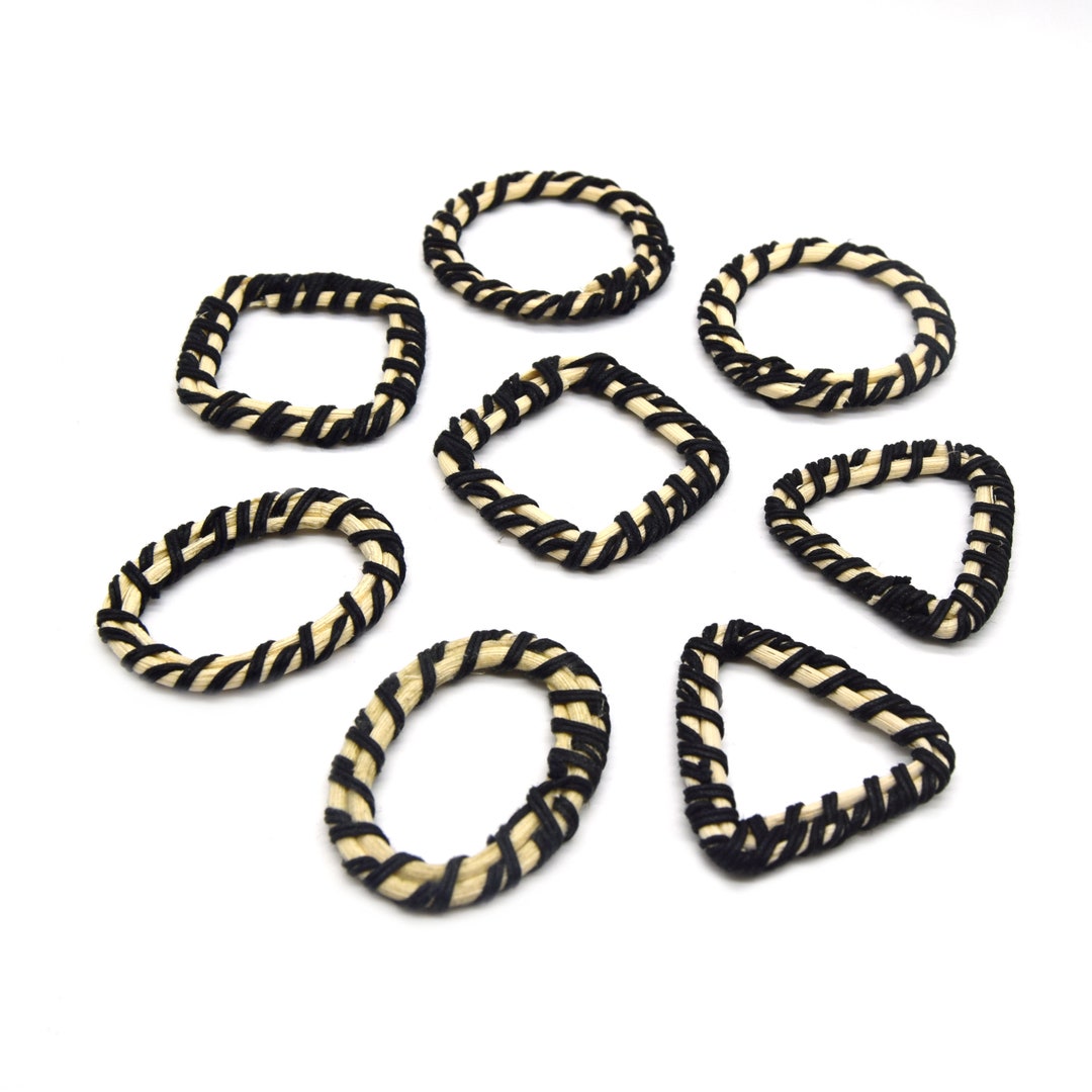 Rattan Wood Earring Finding |(pair) Handmade Natural Black Interwoven ...