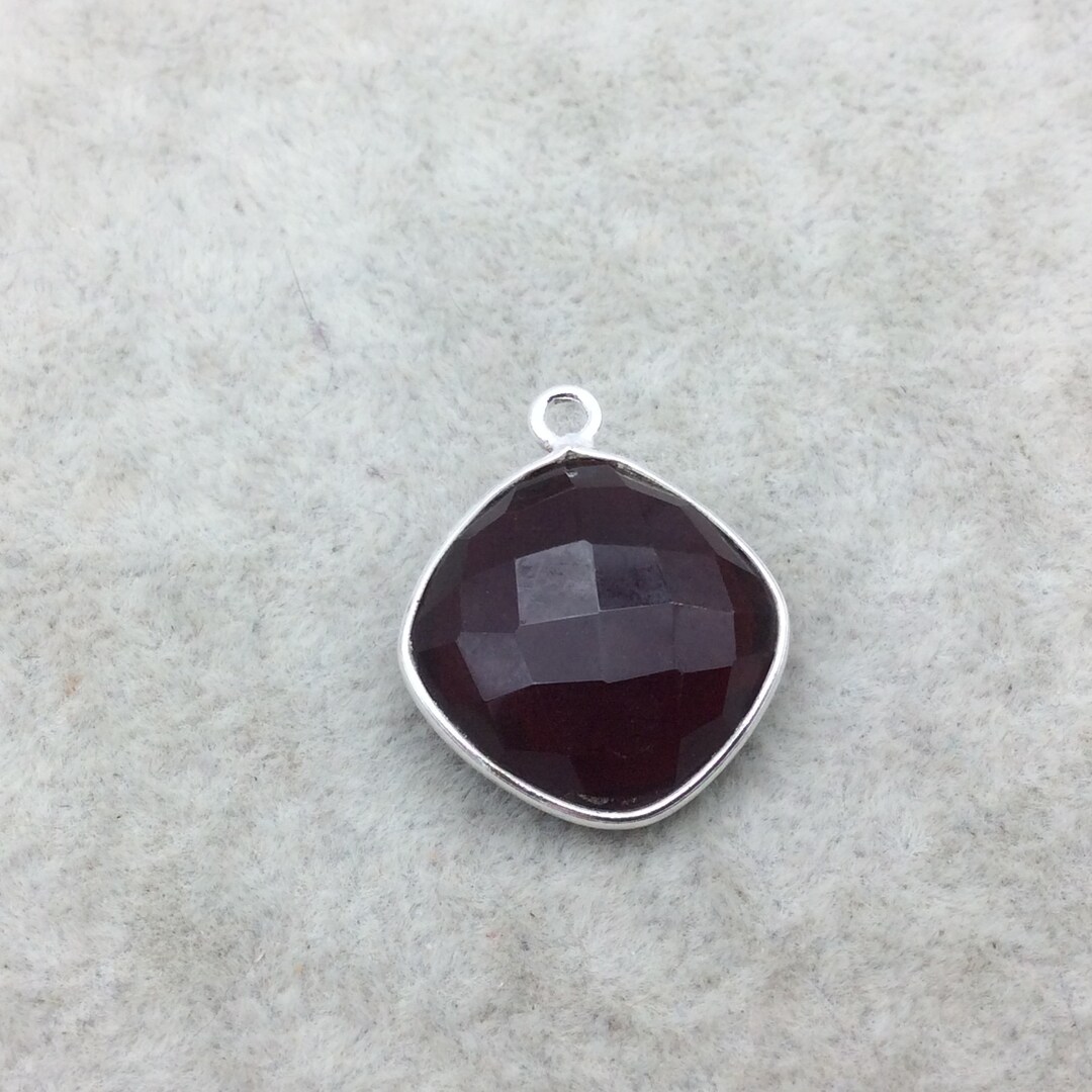 Sterling Silver Deep Red Quartz Bezel Pendant: Diamond Shaped (18mm) - Etsy