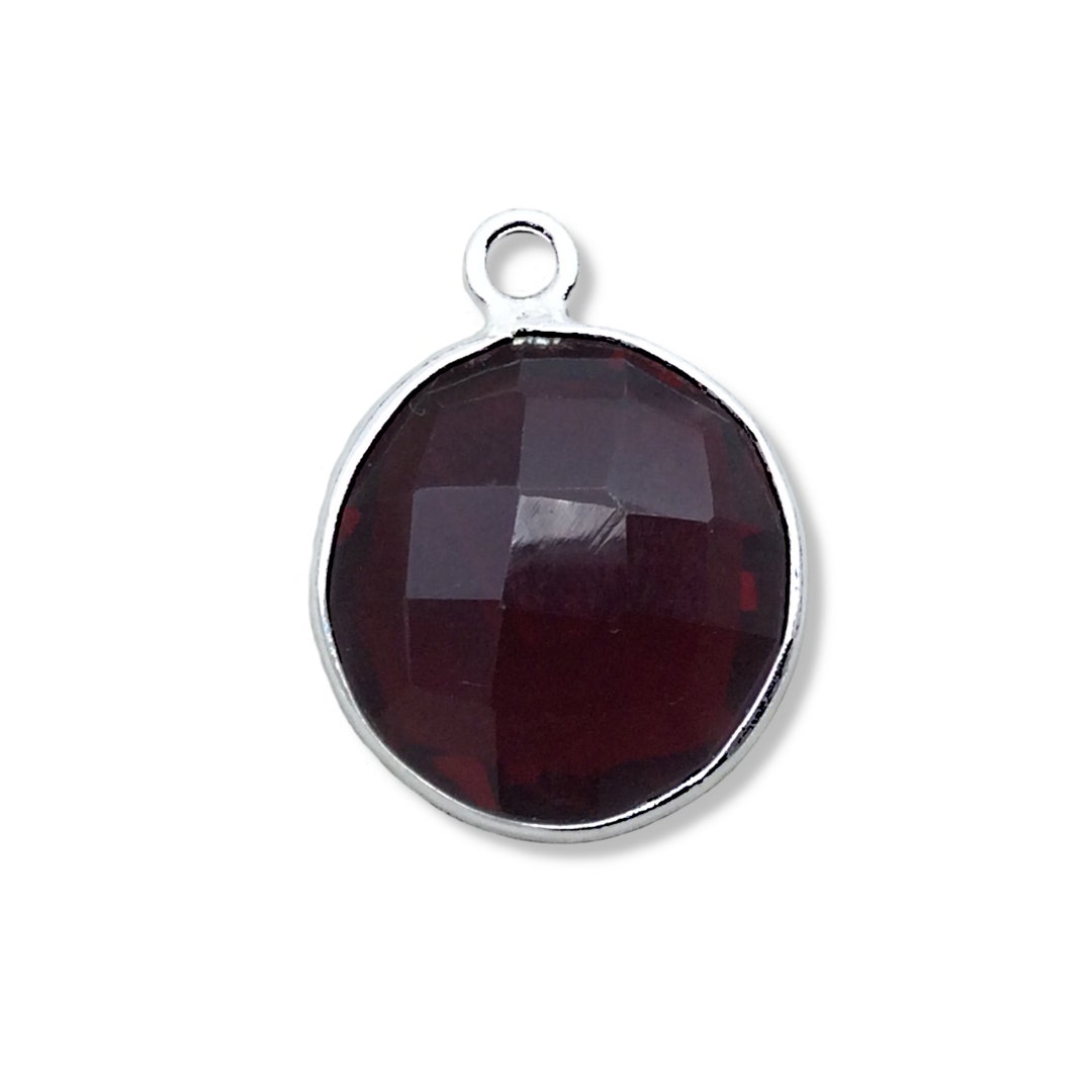 Sterling Silver Faceted Deep Red Quartz Bezel Pendant (15mm) - Etsy
