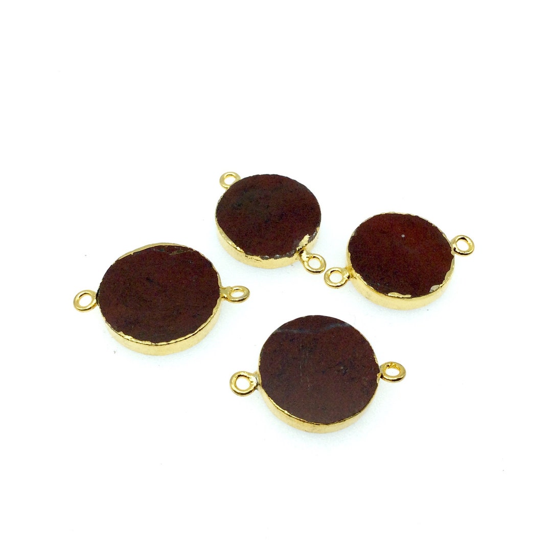 Gold Plated Red Jasper Connector: Round Stone Pendant (18-20mm) - Etsy