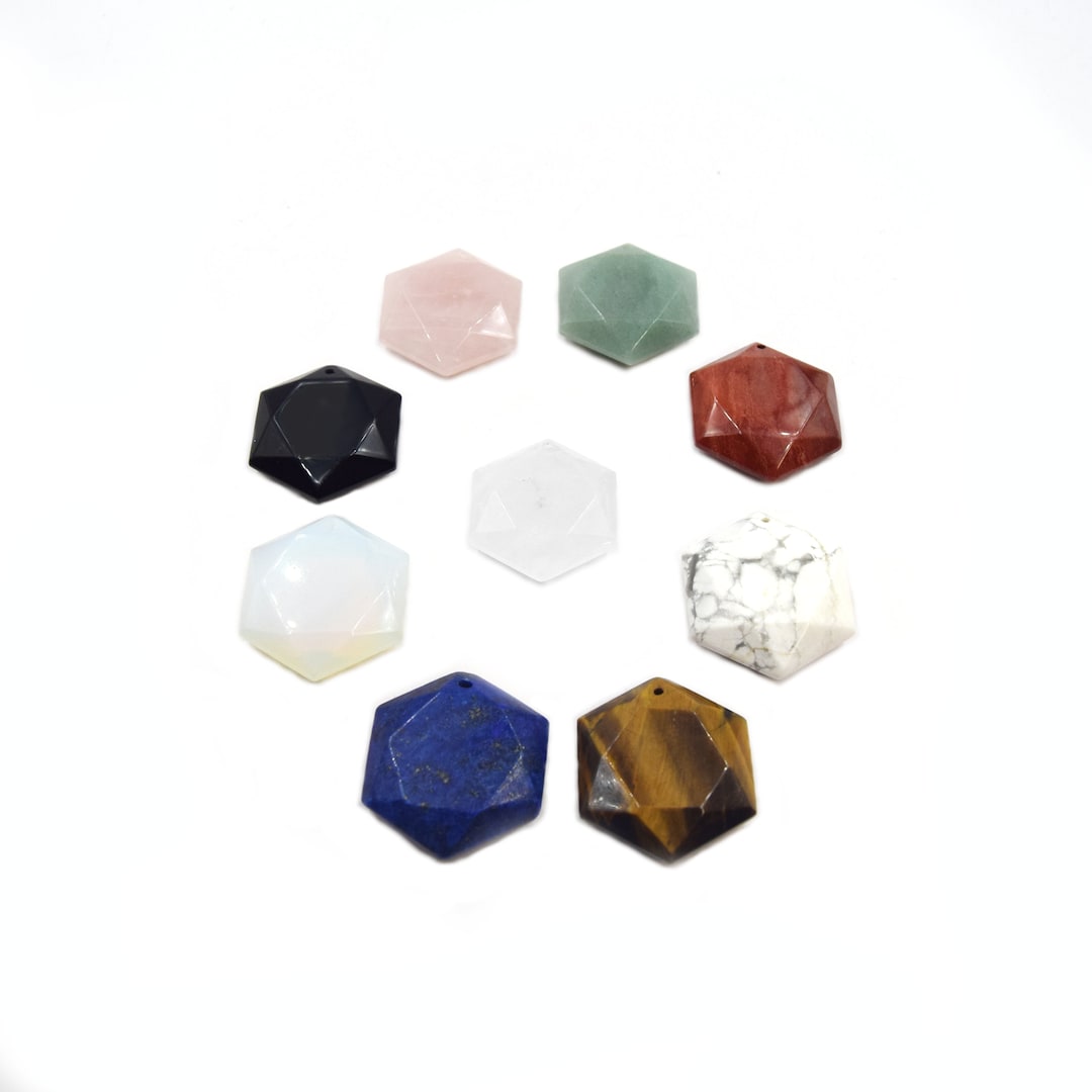 Hexagon Gemstone Pendant 26mm - 32mm - Etsy