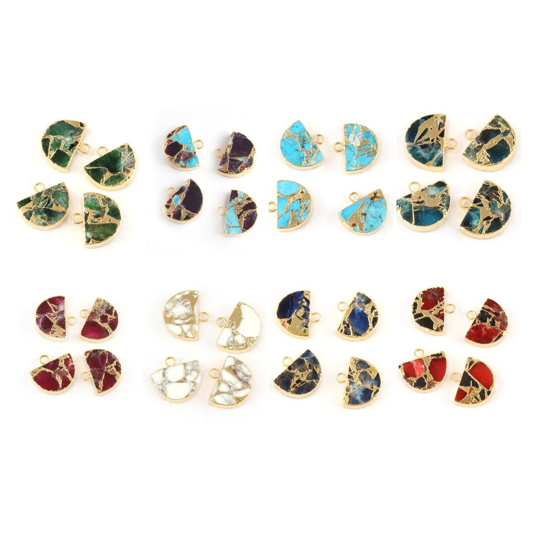 Mojave Copper Turquoise Semi Circle Pendants: Electroformed Gemstone ...