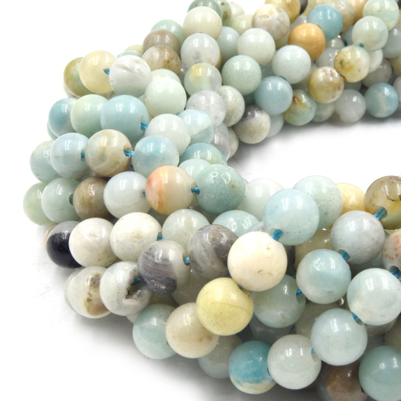 Large Hole Amazonite Beads Mixed Amazonite Smooth Round - Etsy