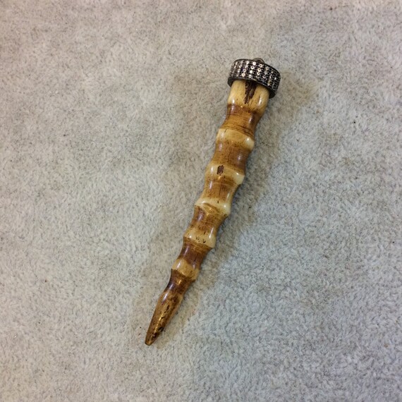 3 Spiral Striped Brown Ox Bone Skinny Tusk Pendant With | Etsy