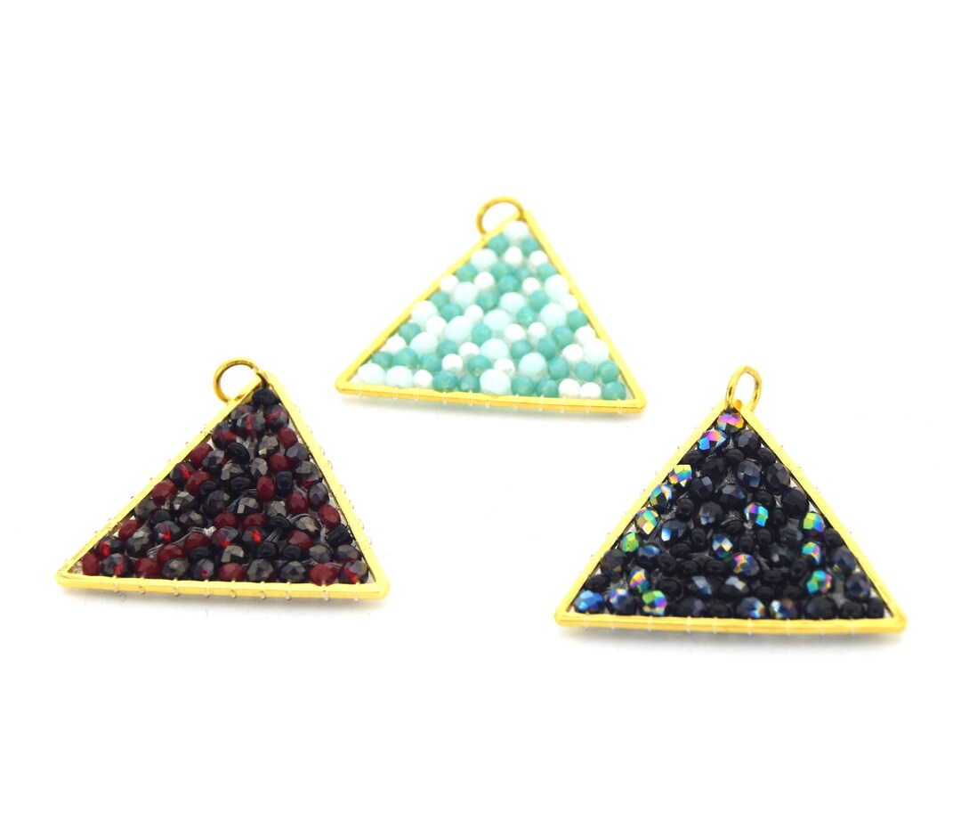 Triangle Seed Bead Pendant: 25mm Gold Jewelry Component - Etsy