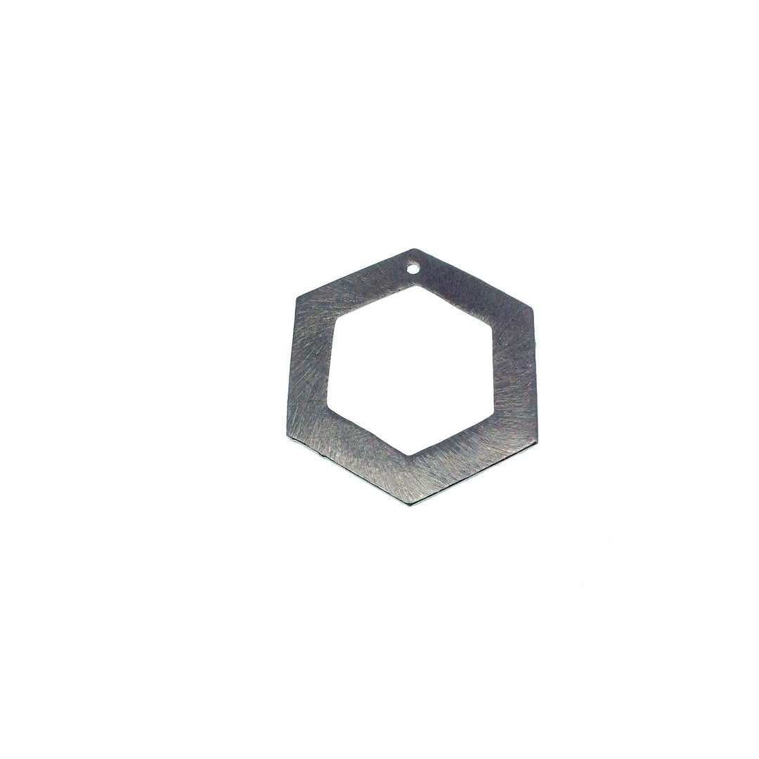 Large Gunmetal Plated Copper Open Cutout Thick Hex/hexagon Shaped ...