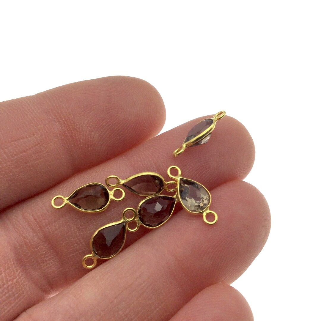 Permanent Jewelry Focal Connector - 14k Gold Vermeil Cut Stone Faceted ...