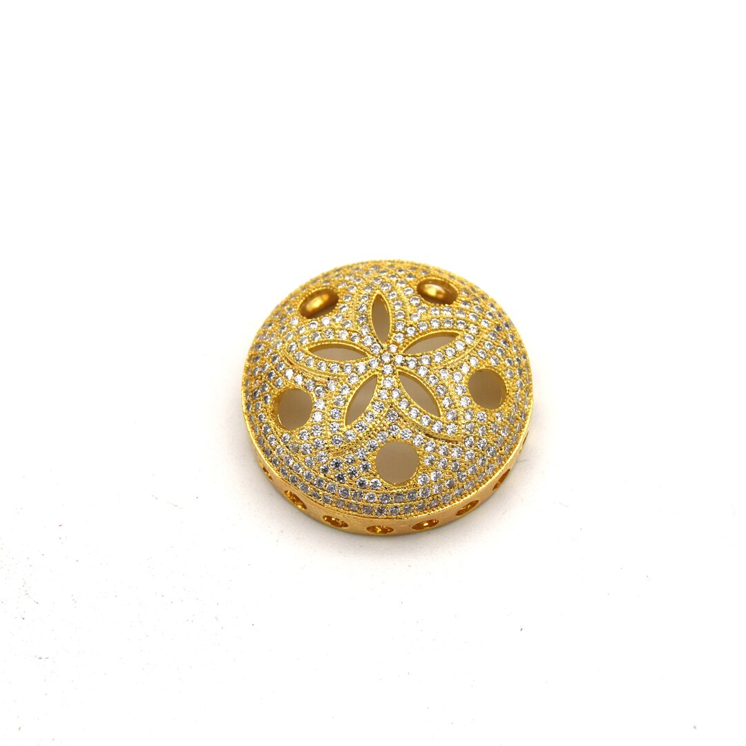 Gold Plated Flower CZ Slider Bead - 26mm - Etsy