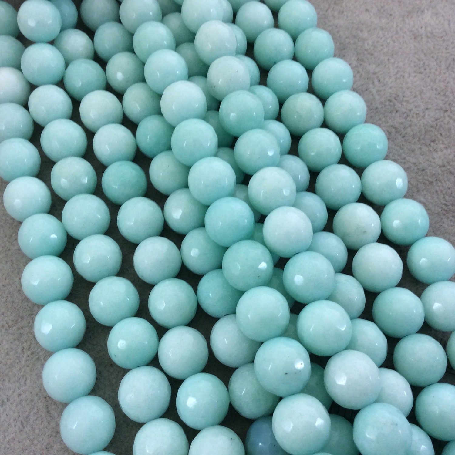 12mm Faceted Dyed Light Mint Green Natural Jade Round/Ball | Etsy