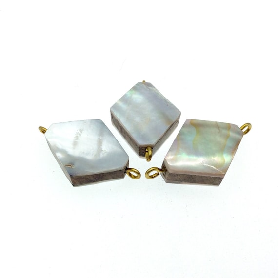 Iridescent White Flattened Diamond Shaped Natural Shell Focal | Etsy