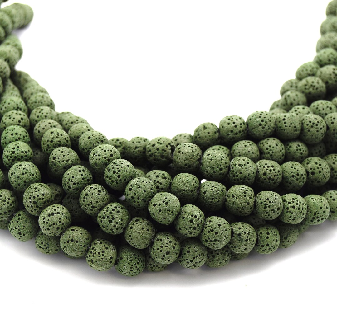 Lava Beads | Olive Green Round Diffuser Beads - 6mm 8mm 10mm 12mm 14mm ...