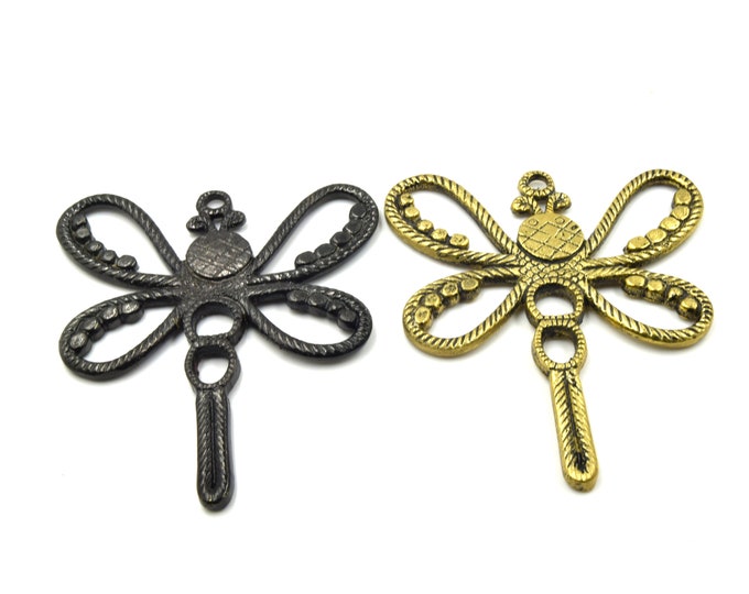 2 Antique Greek Bronze Large Dragonfly Pendant 58x62mm - Etsy