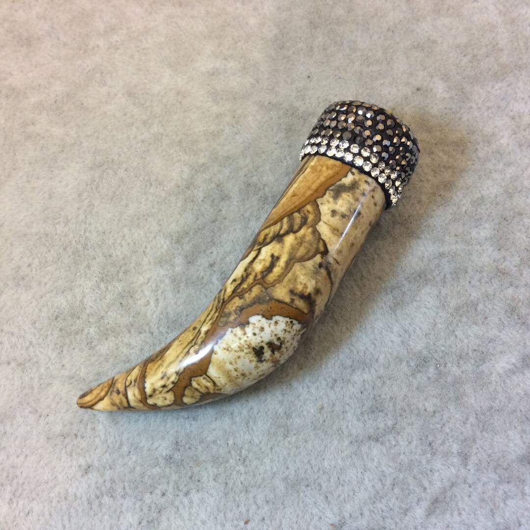 Rhinestone Picture Jasper Pendant: Tusk/claw Shaped (18mm X 70mm) - Etsy