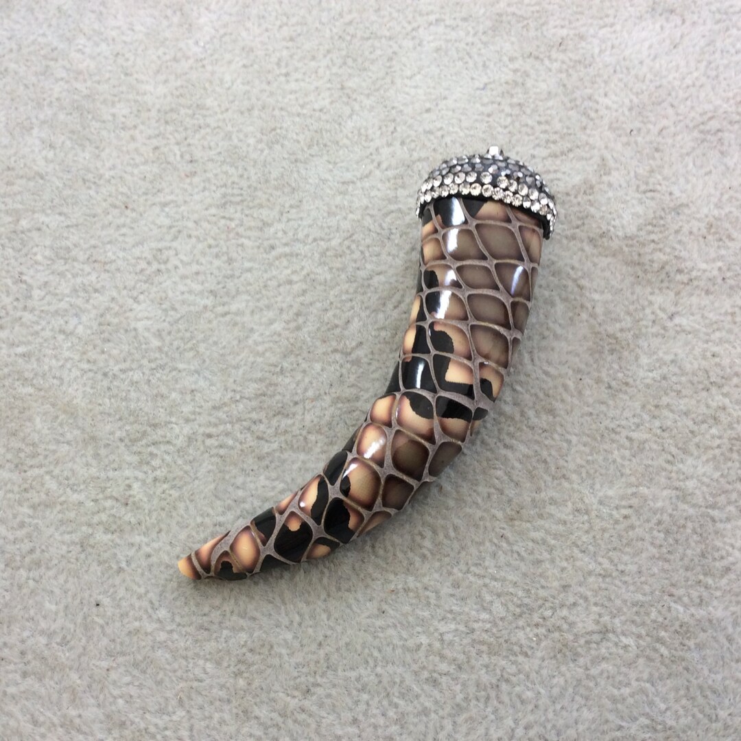 3" Pave Rhinestone Encrusted Pink/brown Snakeskin Faux Leather Tusk ...