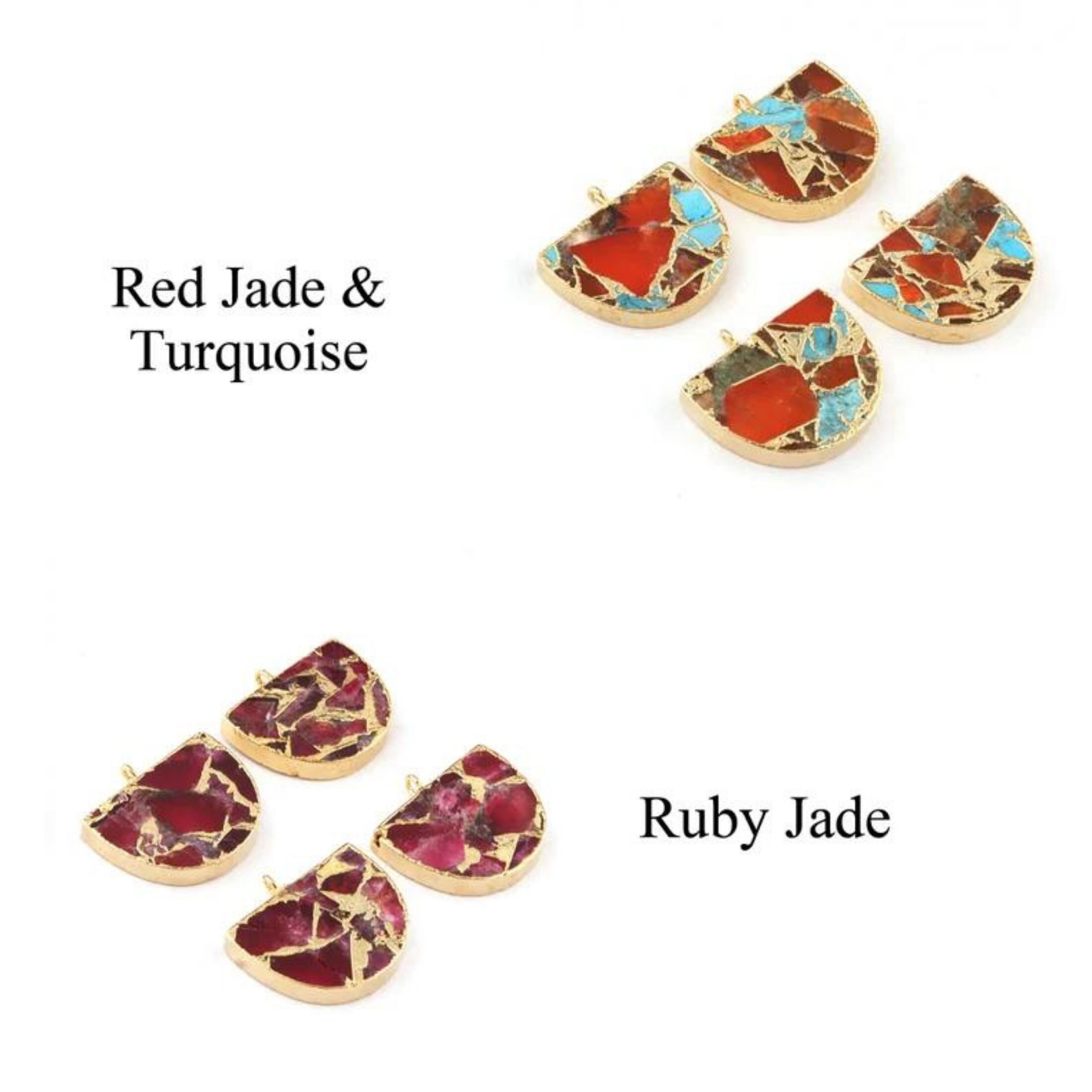 Mojave Copper Turquoise Semi Circle Pendants: Electroformed Gemstone ...