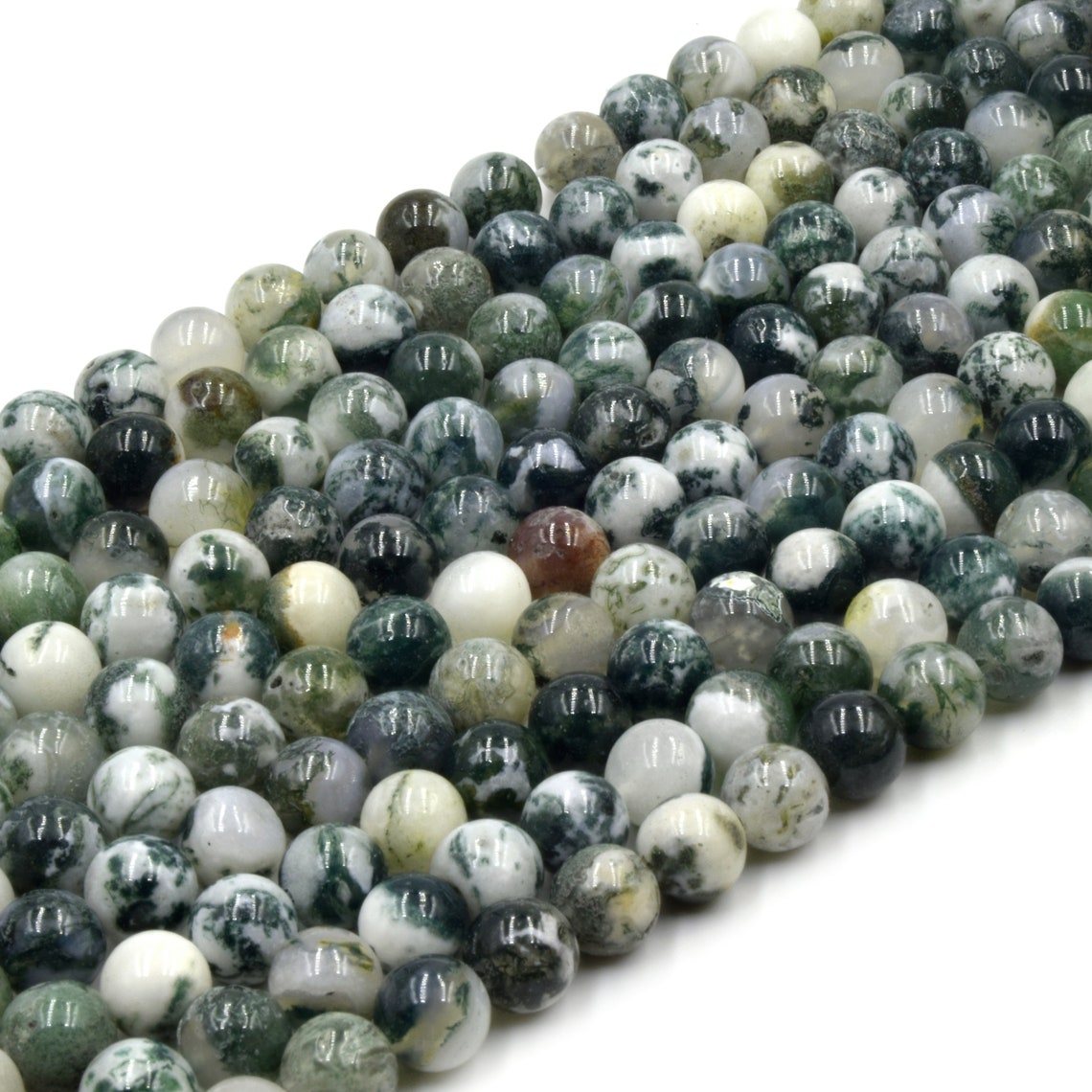 Tree Agate Beads: Smooth Round Natural Gemstone Beads - Etsy
