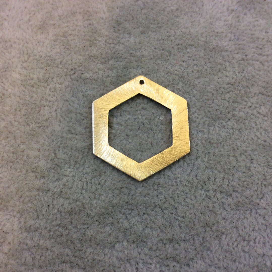 Large Gold Plated Copper Open Cutout Thick Hex/hexagon Shaped ...