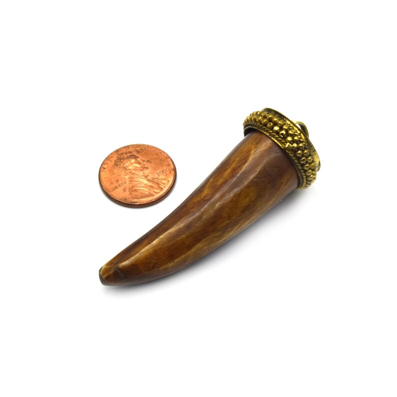 Ox Bone Tusk Pendant: Small Claw Charm With Gold/silver Cap - Etsy