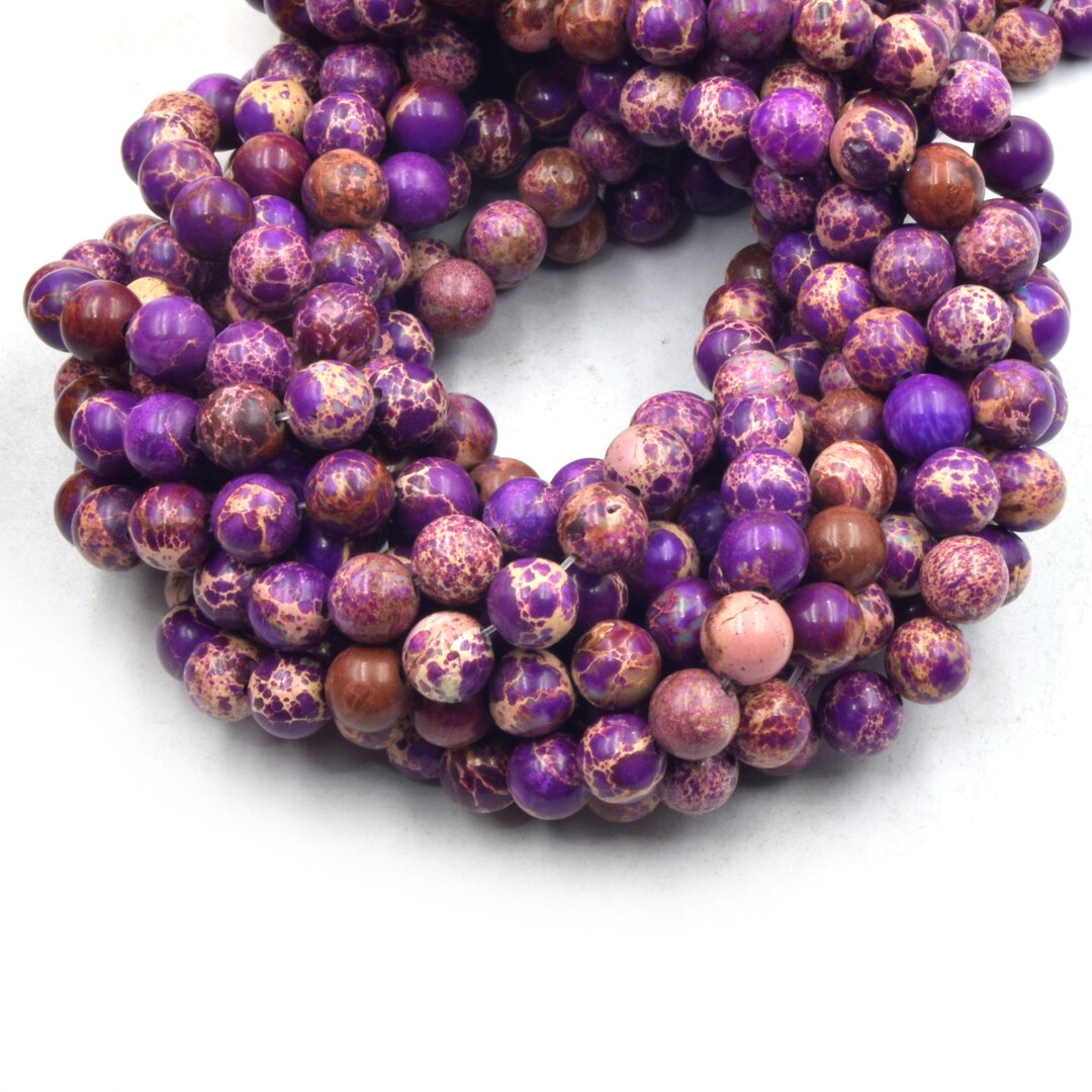Purple Sea Sediment Jasper Beads: Smooth Round Gemstone Beads - Etsy