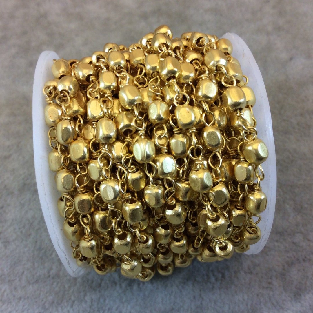 4mm Gold Plated Copper Rosary Cube Chain - Etsy