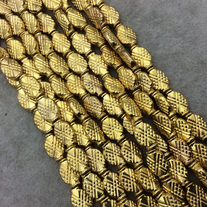 Gold Finish Hash Mark Pattern Oval Shaped Plated Pewter Beads - Etsy