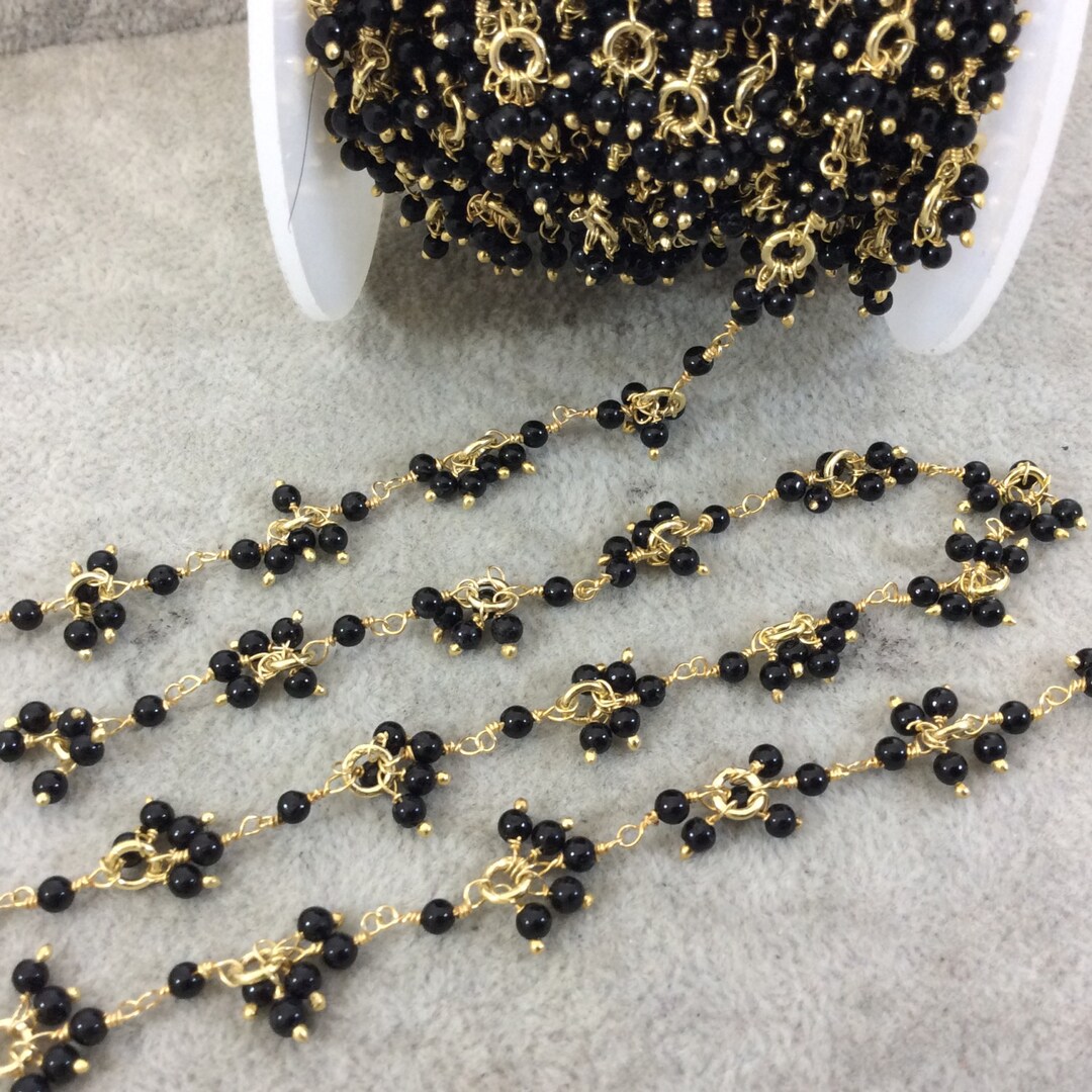 Gold Plated Copper Double Dangle Rosary Chain With 2.5mm Smooth Natural ...
