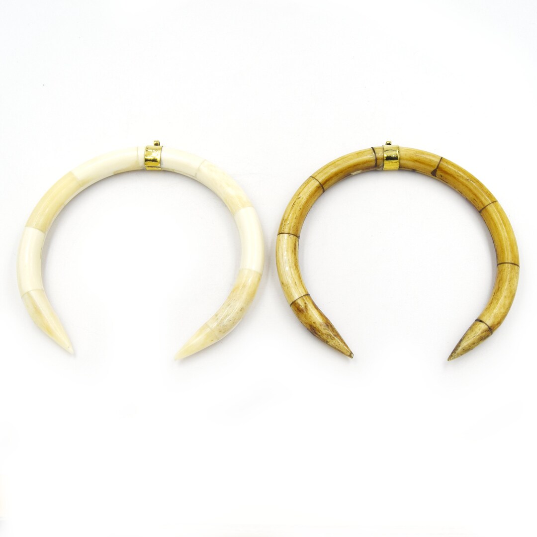 Bone Crescent Pendant | 4.5" Inch Crescent Shaped Natural Ox Bone With ...