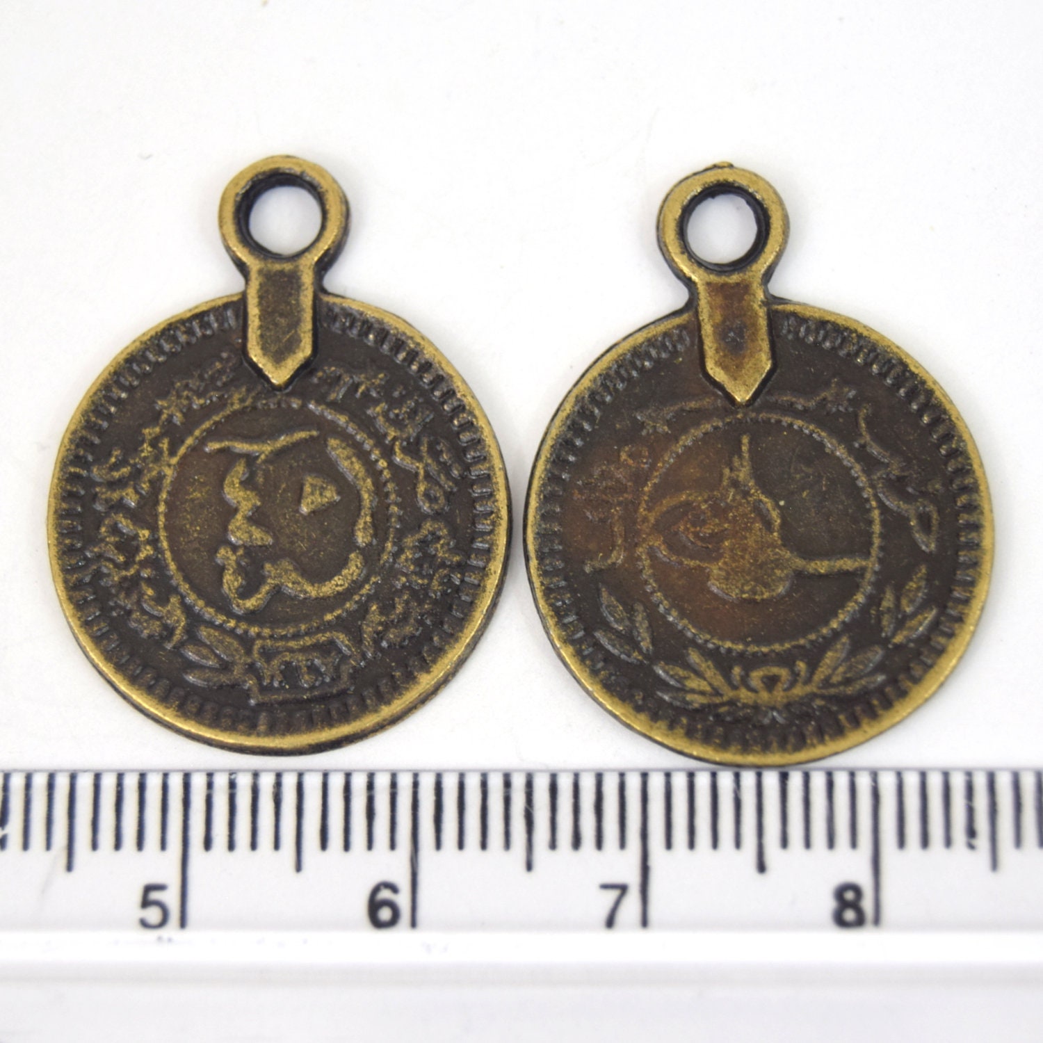 Antique Brass Plated Copper Arabic Coin Charm/pendant With One | Etsy