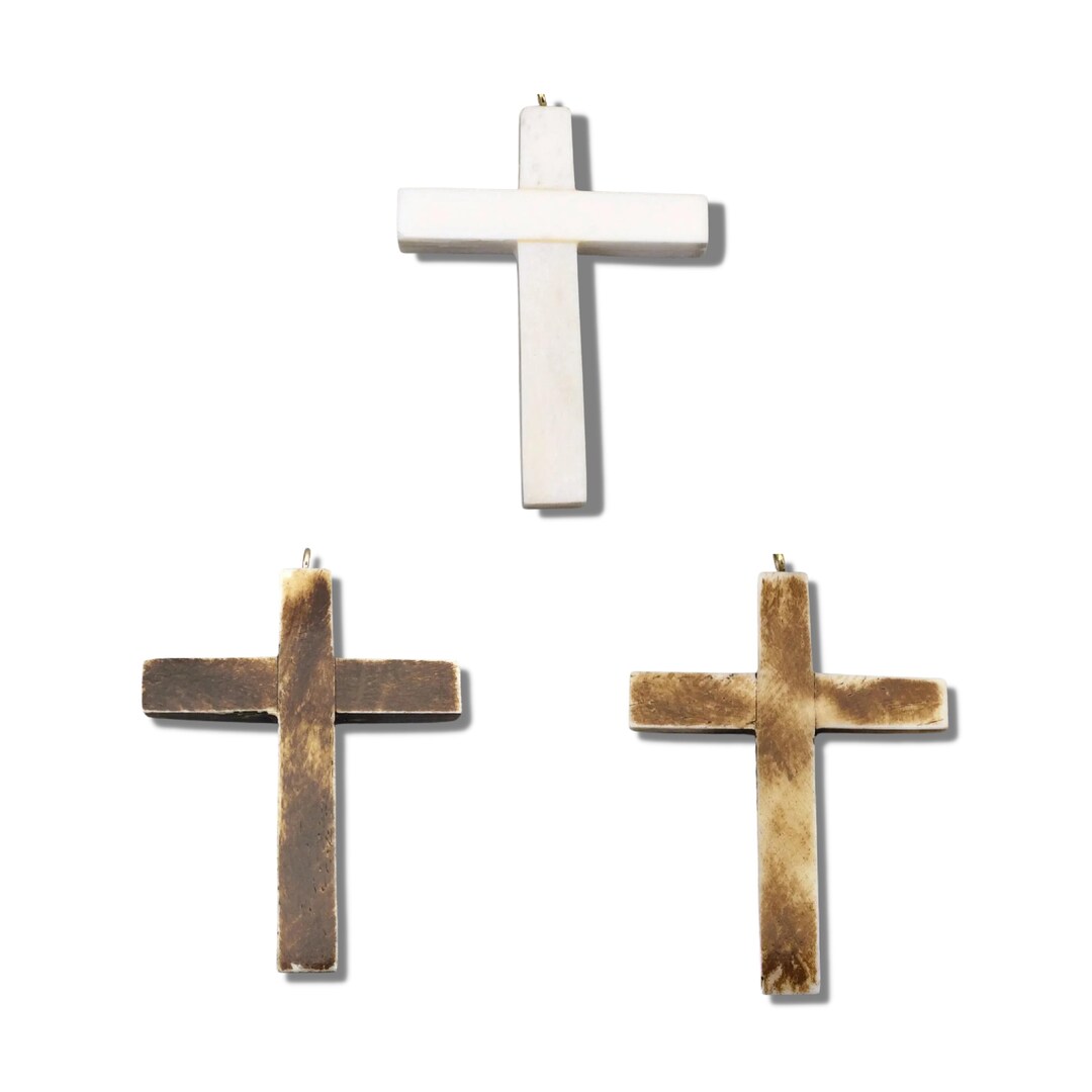 Bone Cross Pendant: Hand Carved Religious Jewelry Finding (2.5 Inch) - Etsy